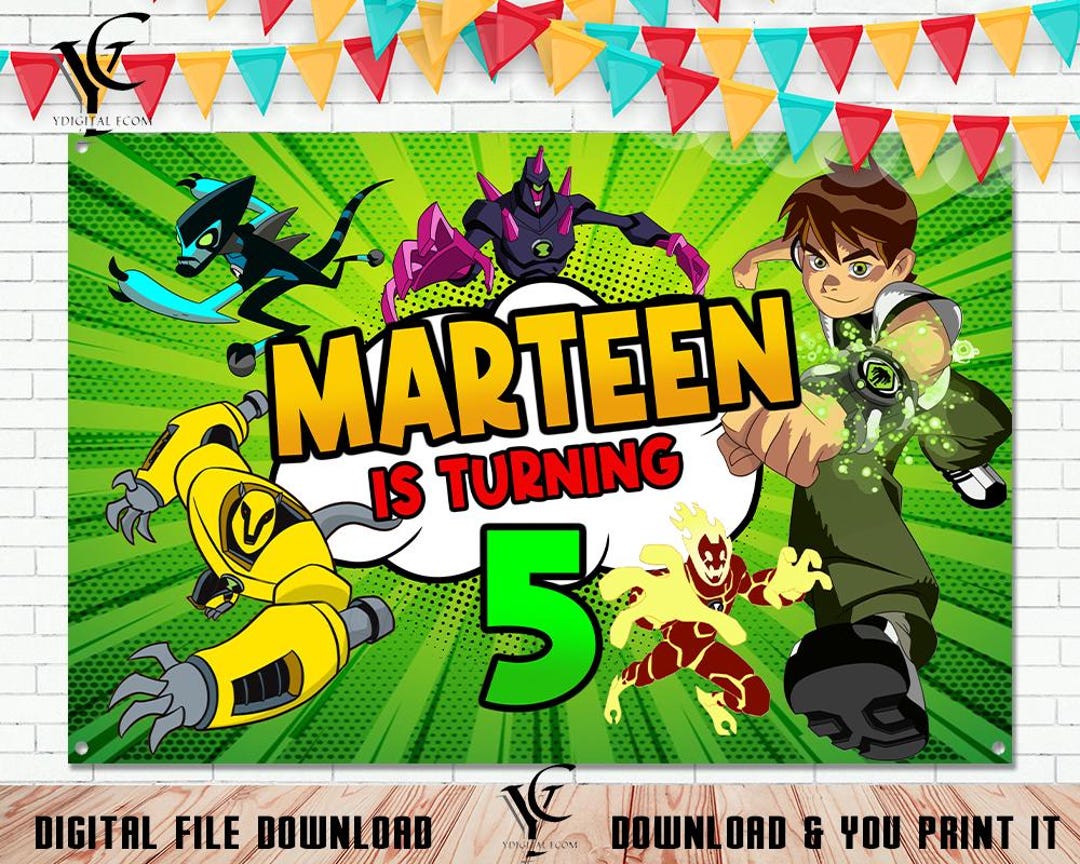 Ben 10 Birthday Backdrop, Ben 10 Birthday Party, Ben 10 Party Decor ...