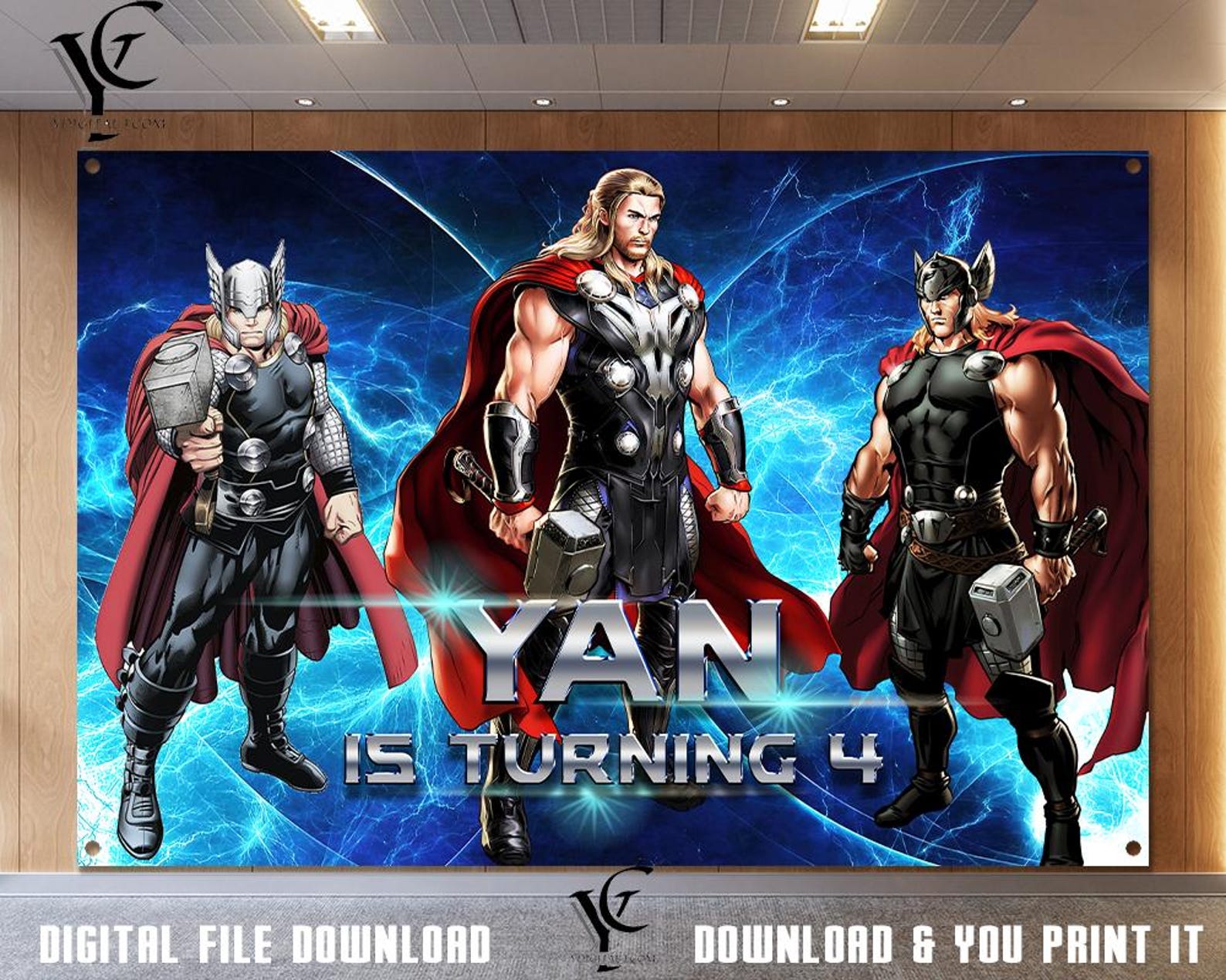 Thor Birthday Banner, Thor Birthday Backdrop, Digital File Only ...