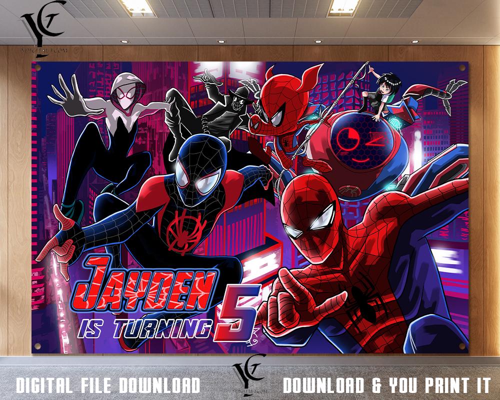 Spider Verse Birthday Backdrop, Spider Verse Birthday Party, Spider ...