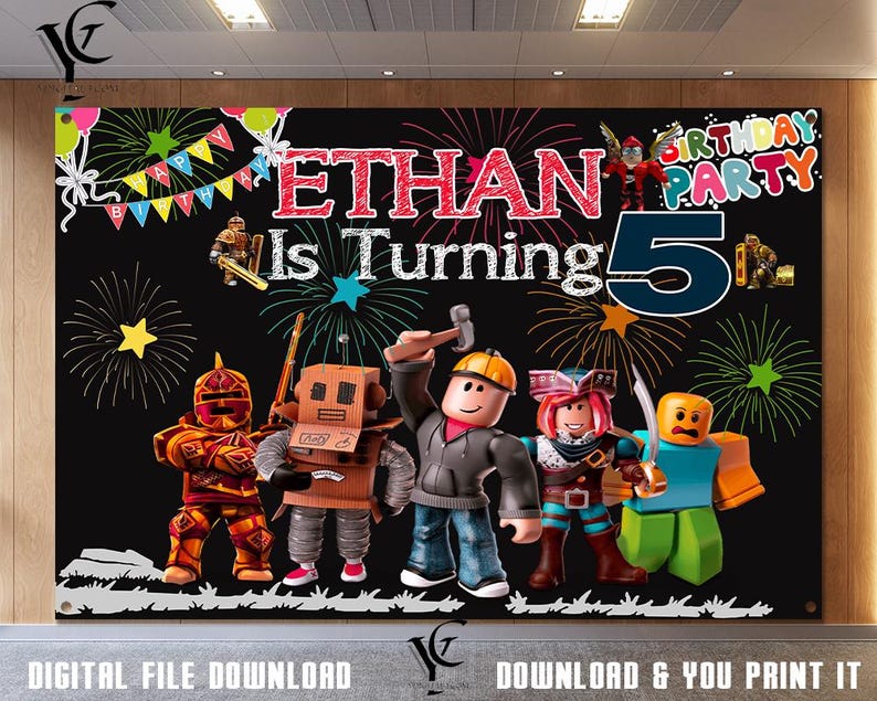 Roblox Boy Birthday Backdrop, Birthday Backdrop Roblox Theme, Roblox ...