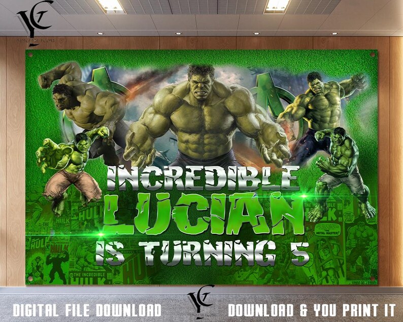 Hulk Birthday Banner, Hulk Birthday Backdrop, Digital File Only ...