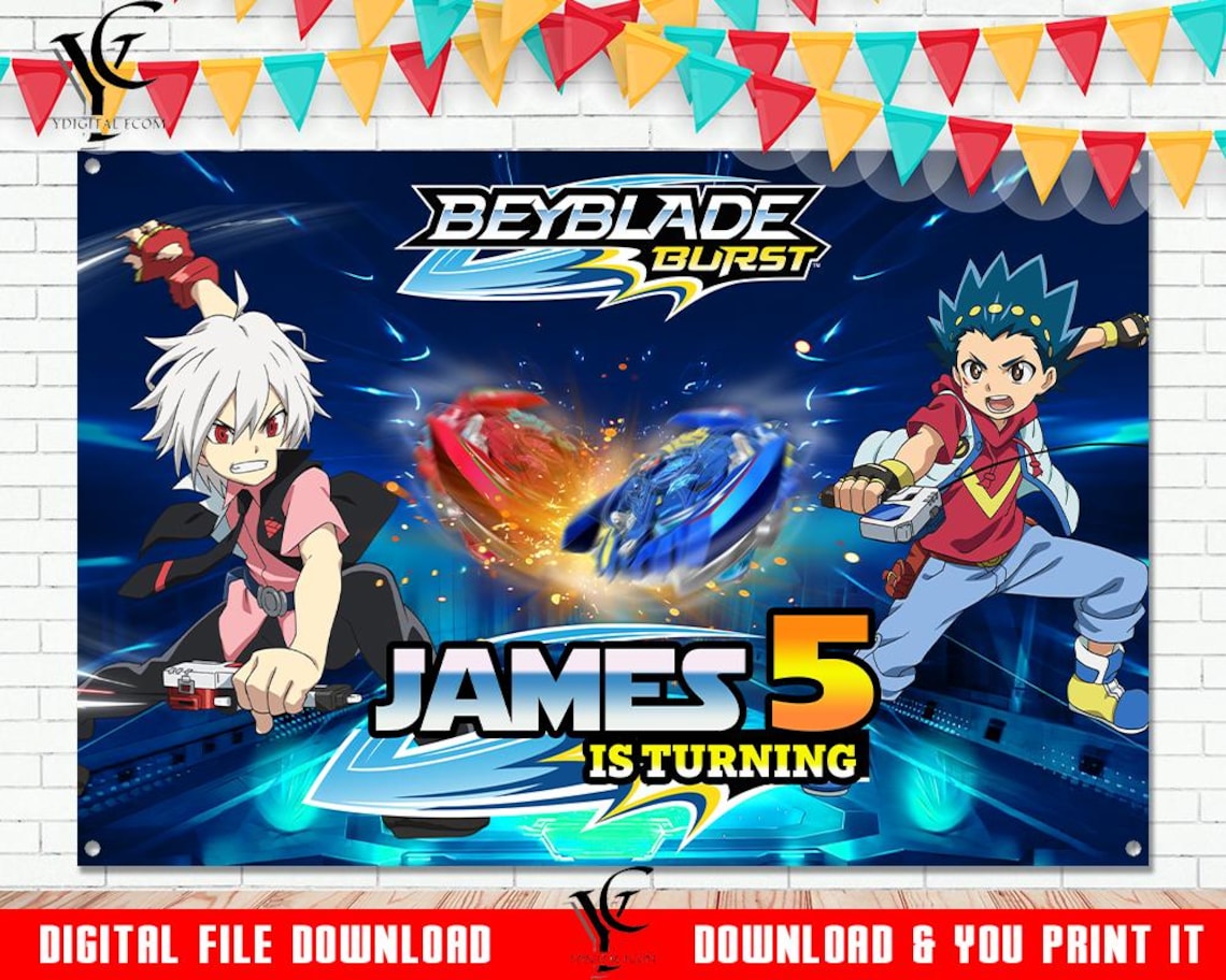 Beyblade Birthday Backdrop, Beyblade Birthday Banner, Beyblade Birthday ...