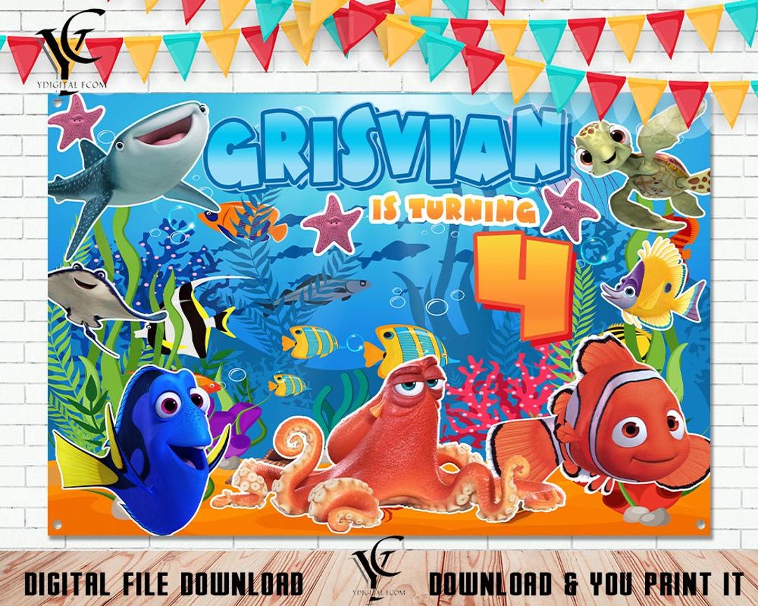 Finding Nemo Birthday Backdrop, Finding Nemo Birthday Party, Finding ...