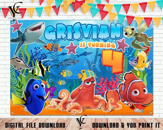 Finding Dory Birthday Banner Printable Under The Sea Party Garland