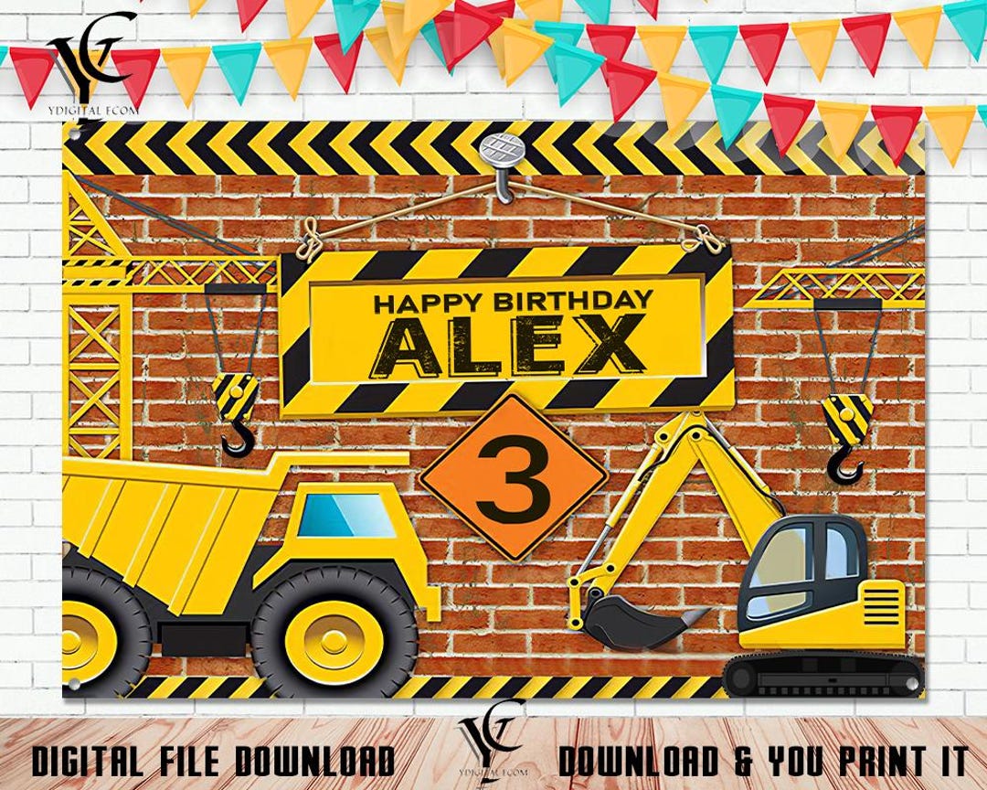 Construction Birthday Backdrop, Construction Birthday Party ...