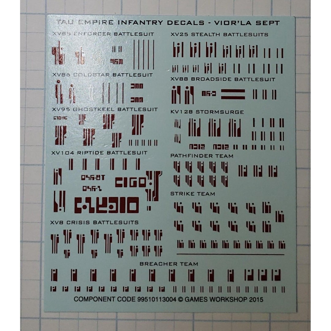 Warhammer 40k Tau Empire Bits Infantry Decals Vior La Sept Transfer ...
