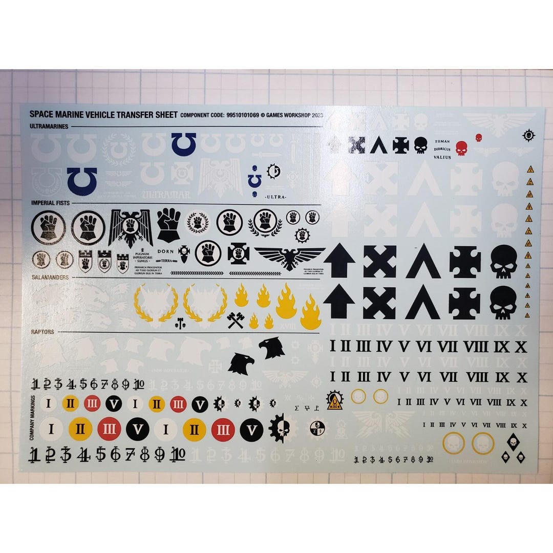 40k Space Marine Bits 10th Edition Chapters Tank Vehicle Transfer Sheet ...
