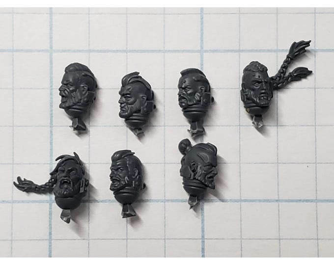 Warhammer 40k Space Wolves Bits Grey Hunters Feral Bare Heads X7 Set B7 - Etsy