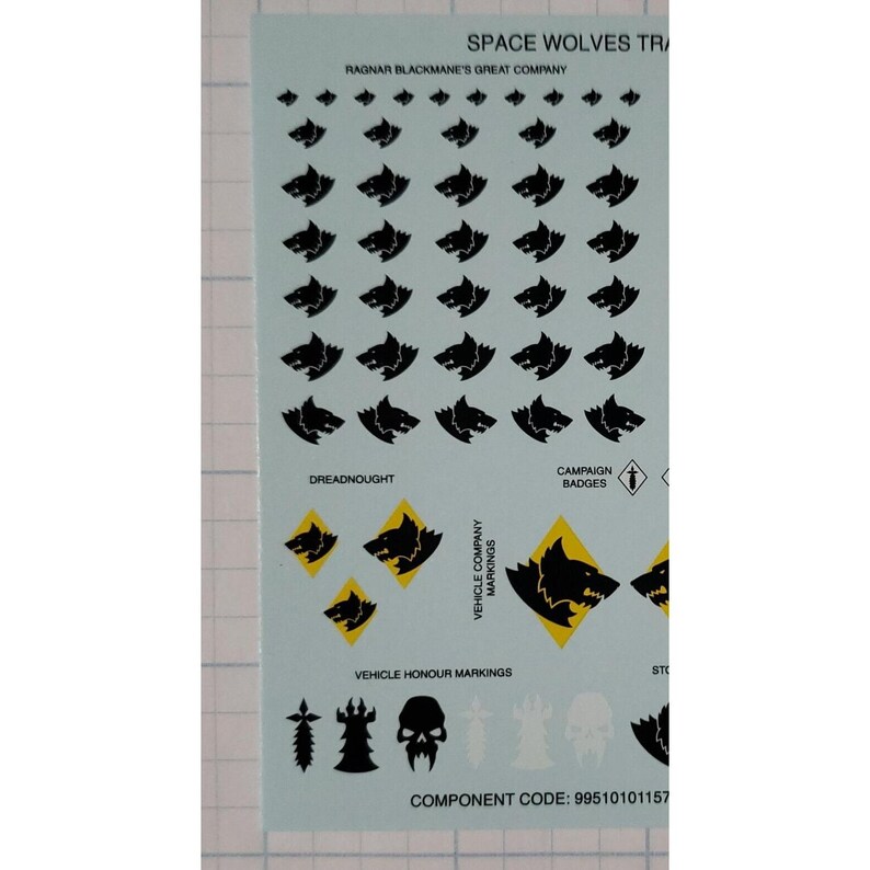 Warhammer 40k Space Wolves Bits Runes Company Vehicle Honors Transfer ...