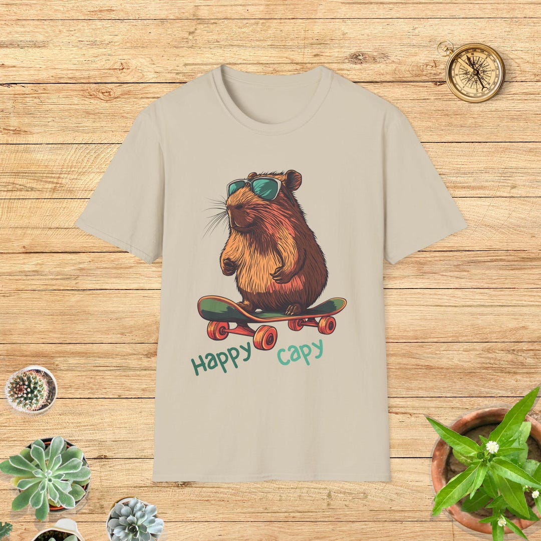 Capybara Skater T-shirt: Fun Wildlife Tee for Skaters - Etsy