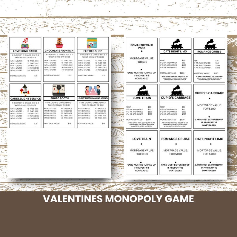 Custom Monopoly Canva Editable Template Game Party Games Valentines ...