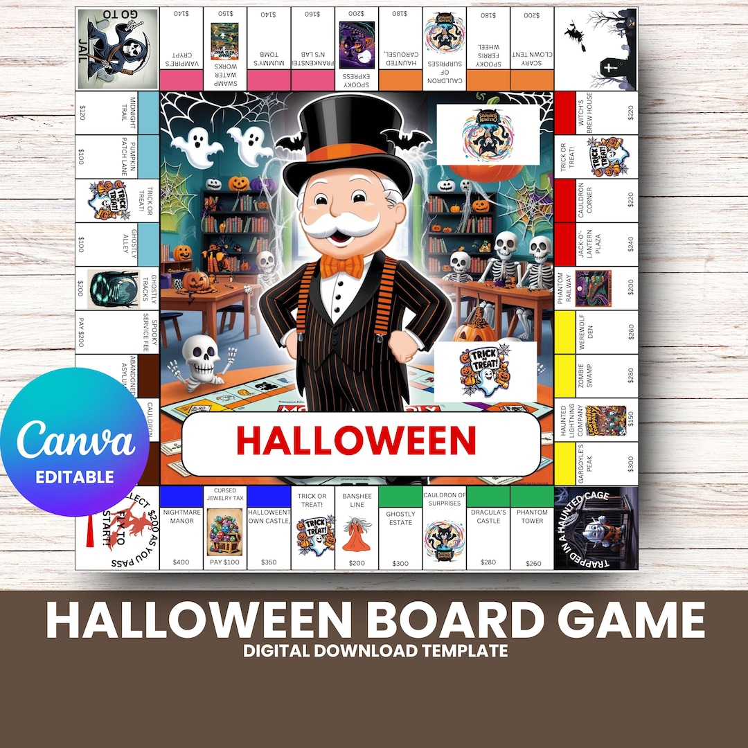 Halloween Board Game, Digital Download Game for Kids and Adults, Spooky ...