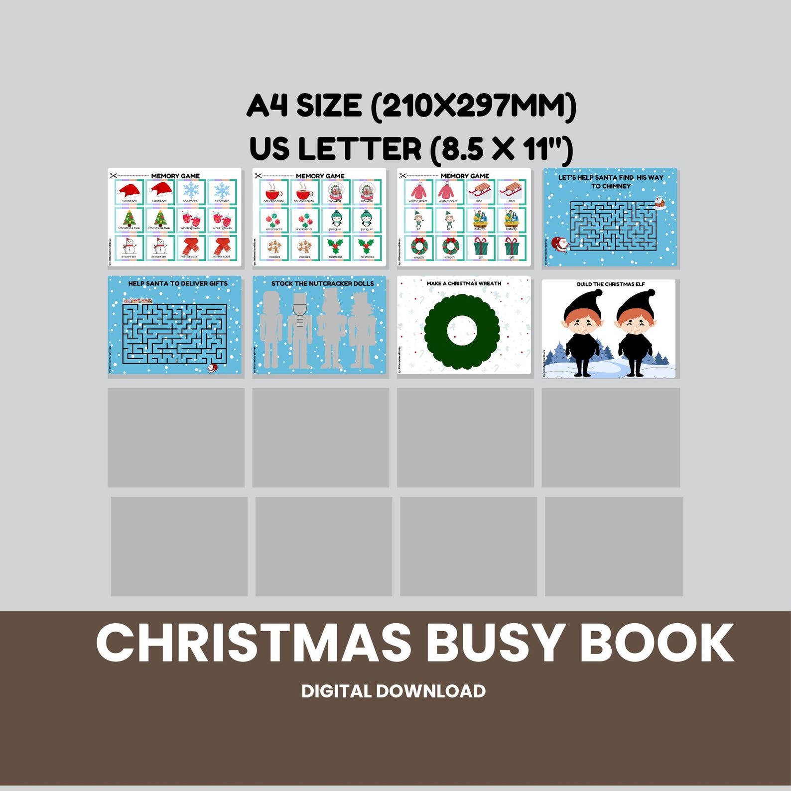 Christmas Toddler Busy Book Printable Activity Personalized Educational ...