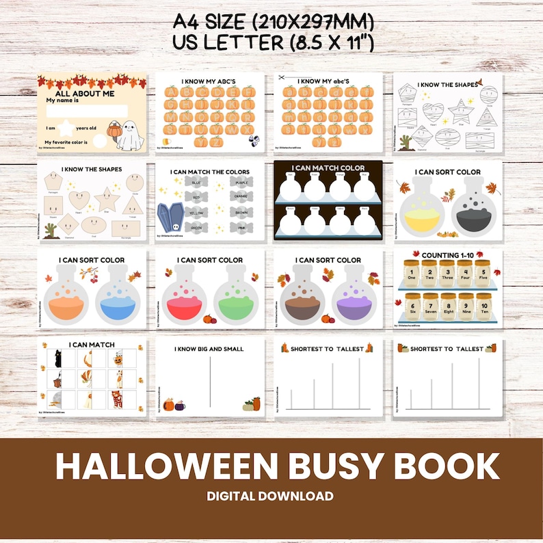 Halloween Busy Board Book Printable Activity Personalized Digital ...