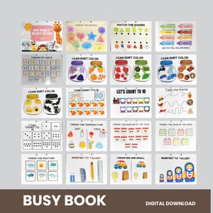 Toddler Busy Book Printable Activity Personalized Educational Learning ...