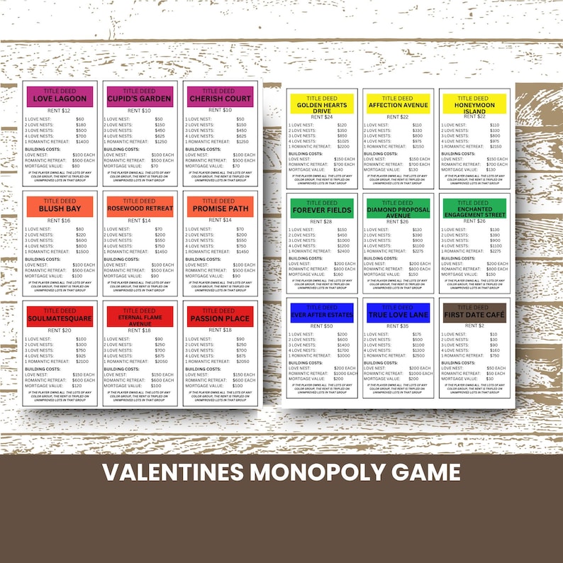 Custom Monopoly Canva Editable Template Game Party Games Valentines ...