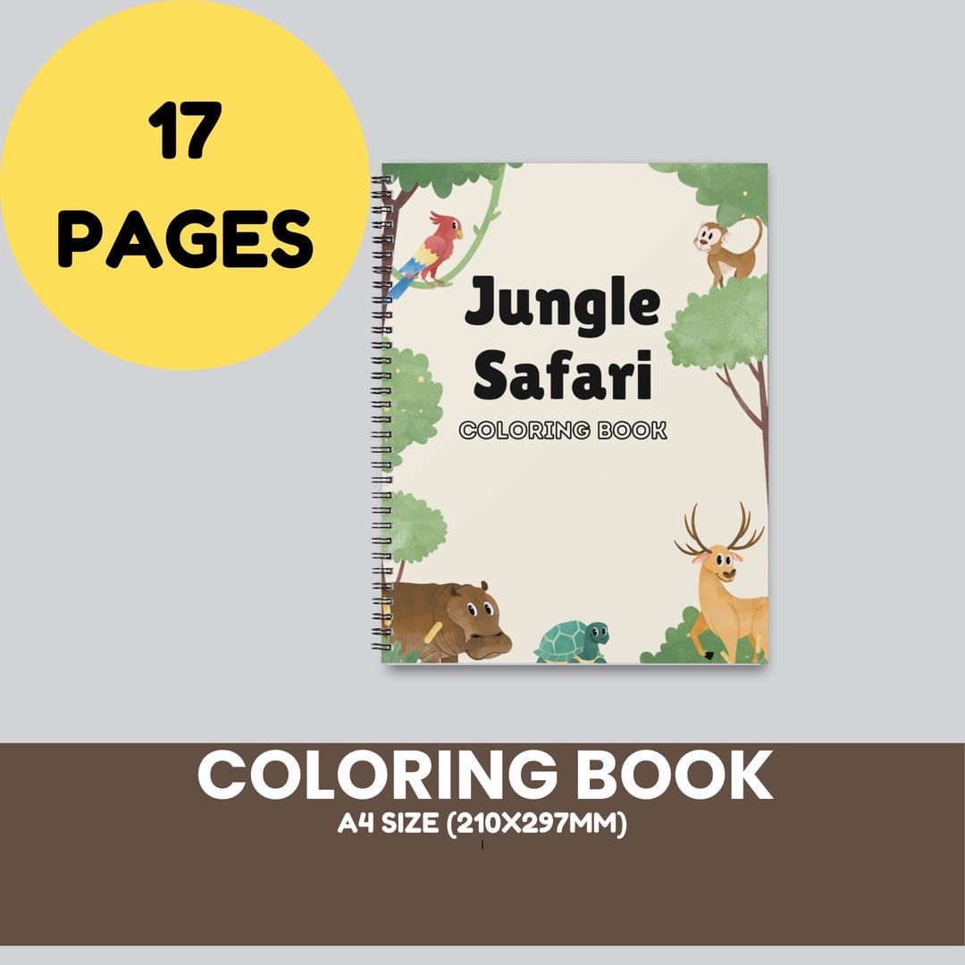 16 Pages Jungle Safari Coloring Pages for Kids Kids Coloring Animal ...