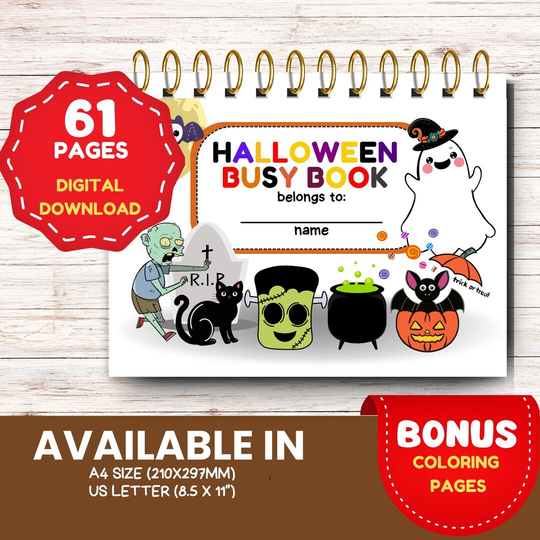 Halloween Busy Book Printable Activity Personalized Digital Download ...