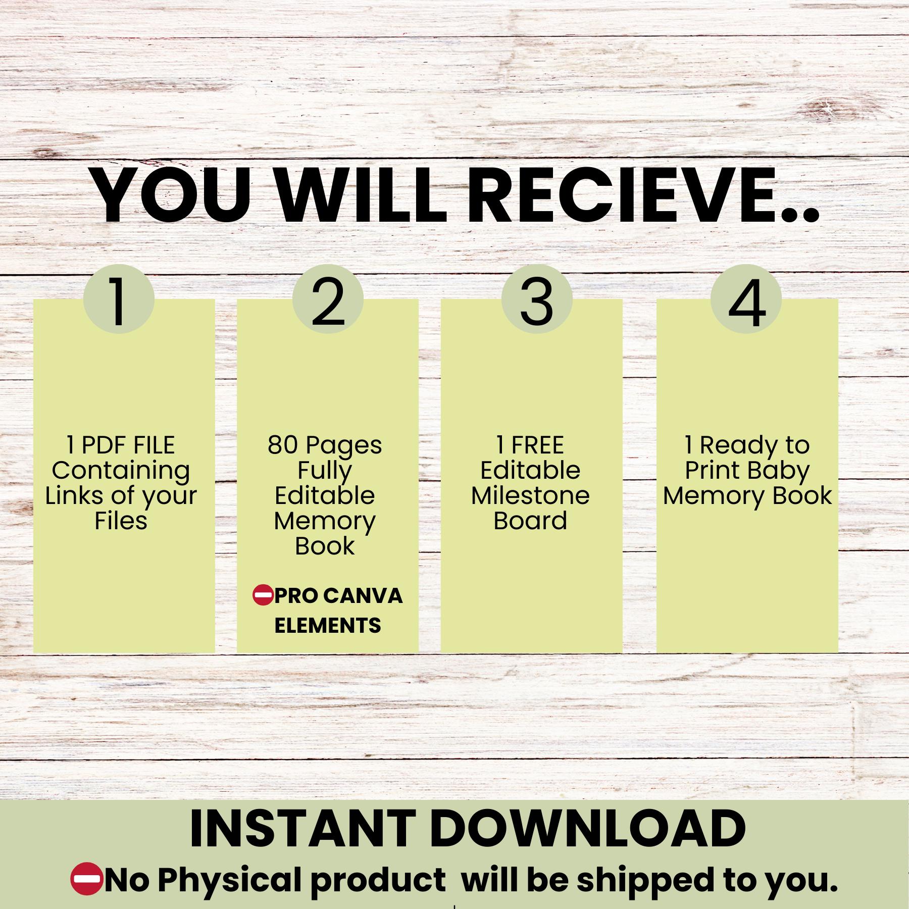 Custom Baby Memory Book | Editable Canva Digital Scrapbook | Printable ...