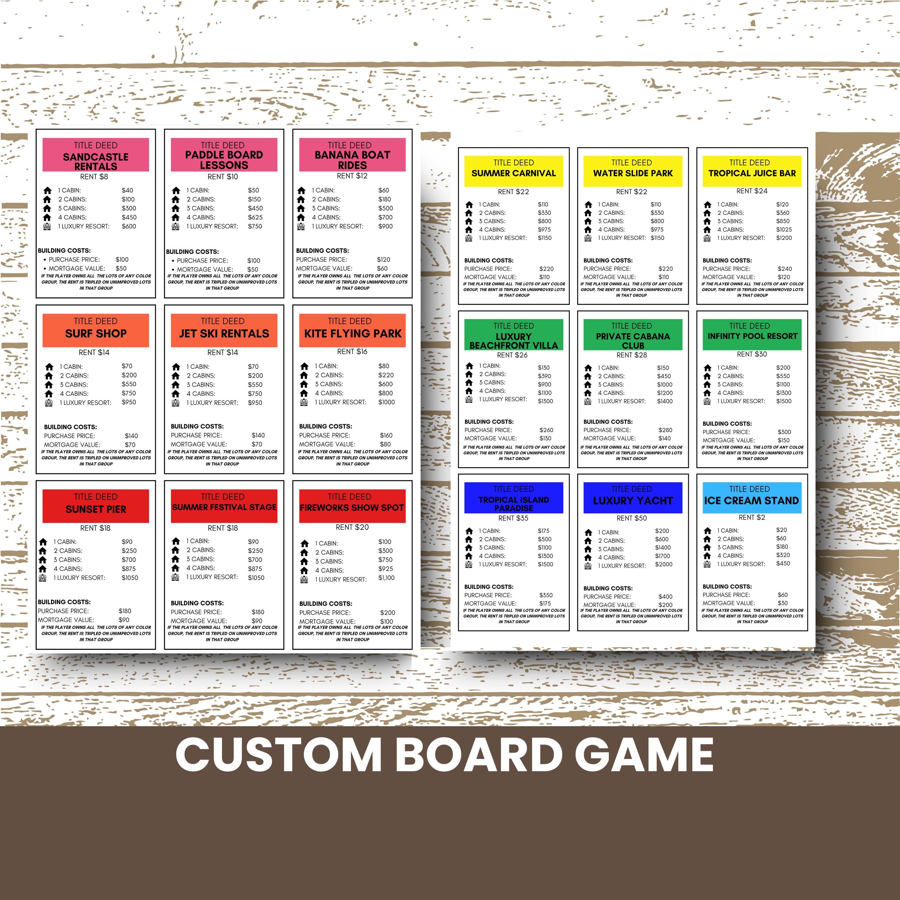 Printable Summer Board Game, Digital Family Board Game,, Fun Printable ...