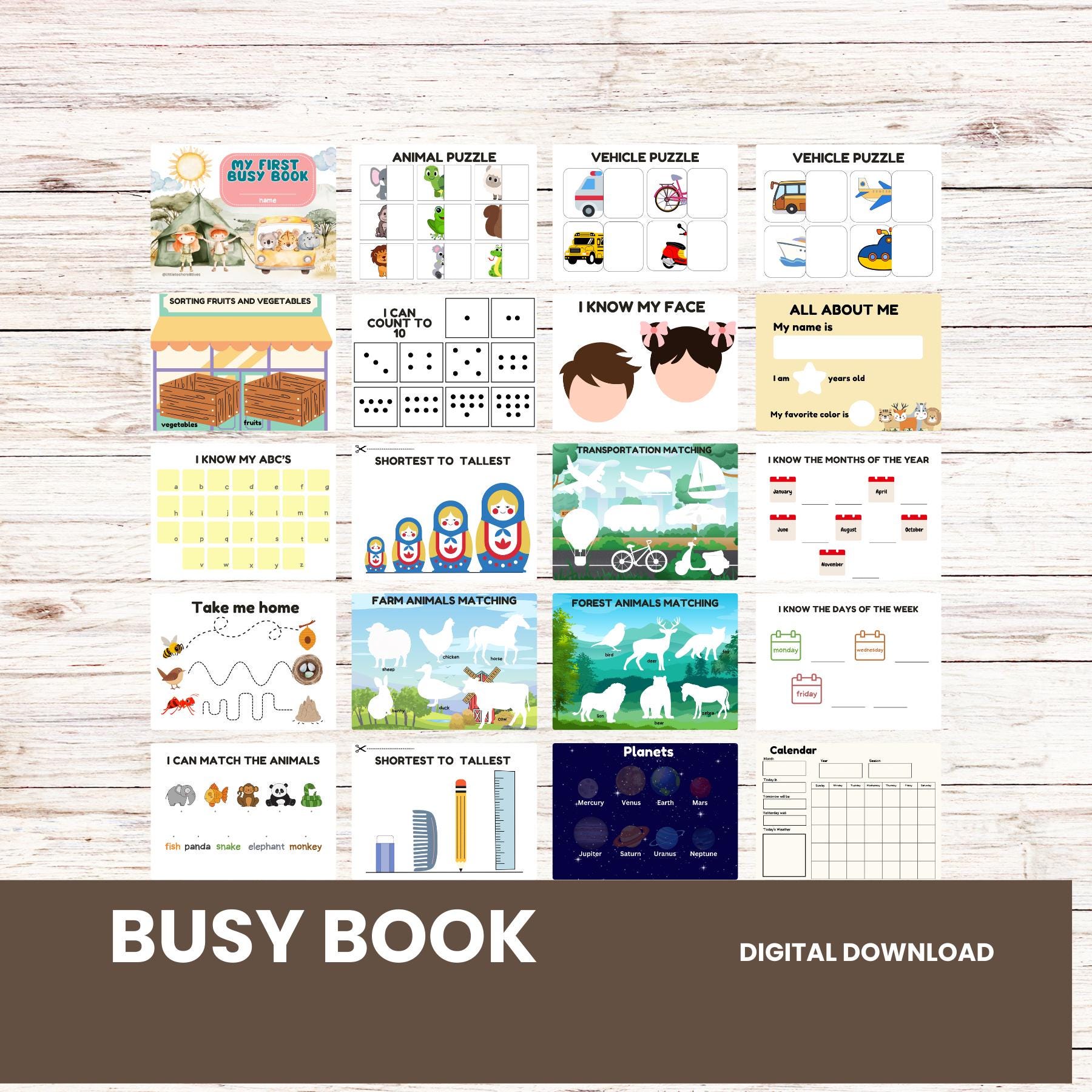 Toddler's First Busy Book Printable Activity Personalized Digital ...