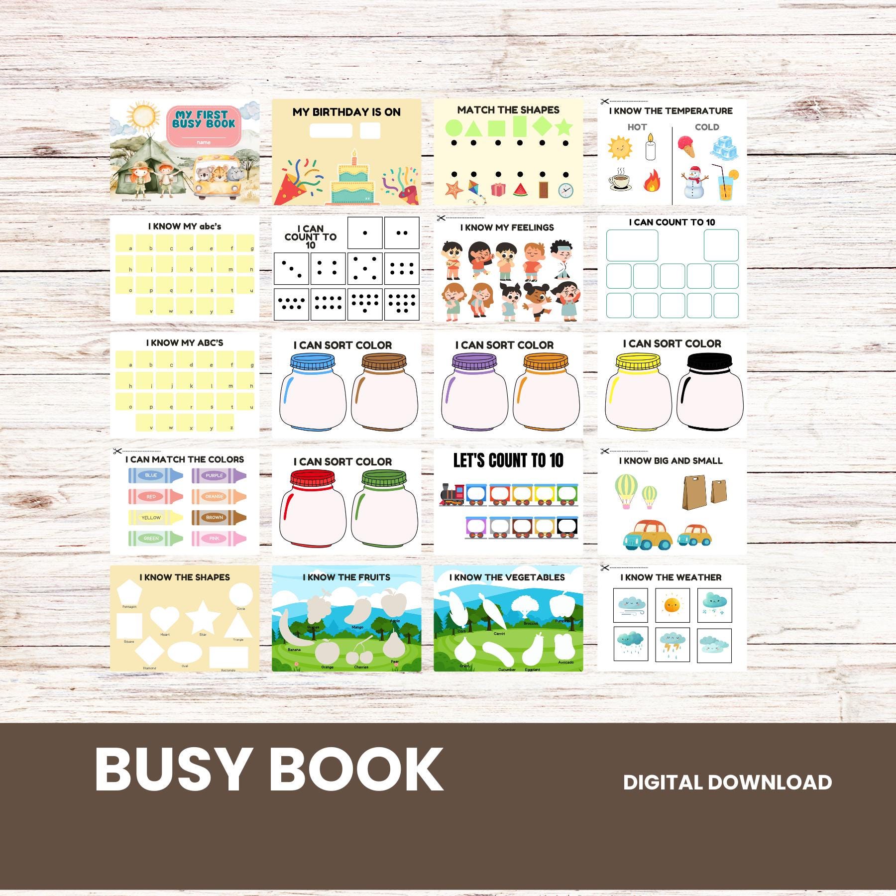 Toddler's First Busy Book Printable Activity Personalized Digital ...