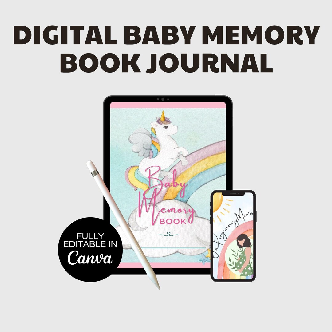 Digital Baby Memory Book: Editable Canva Template, First Year Scrapbook ...