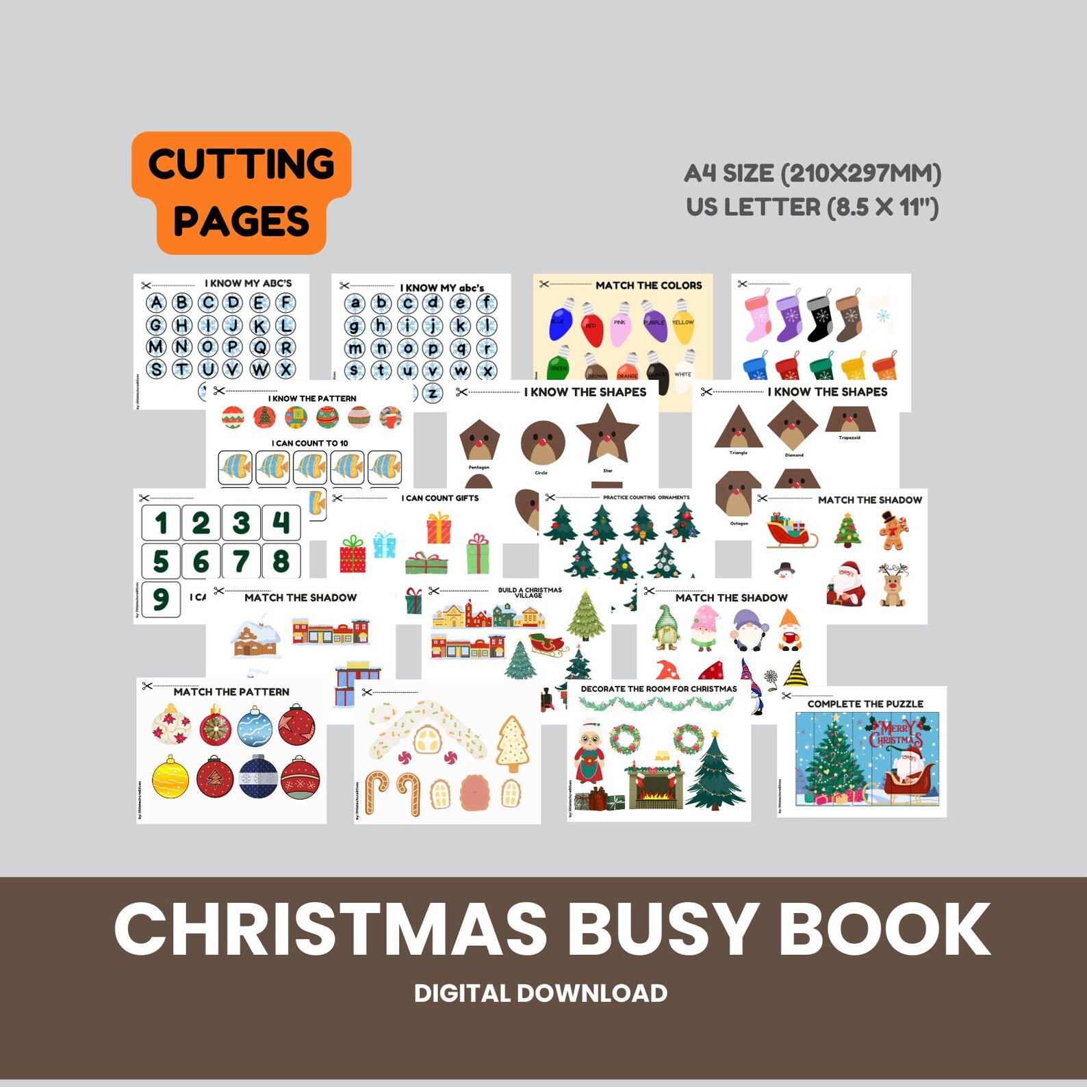 Christmas Toddler Busy Book Printable Activity Personalized Educational ...