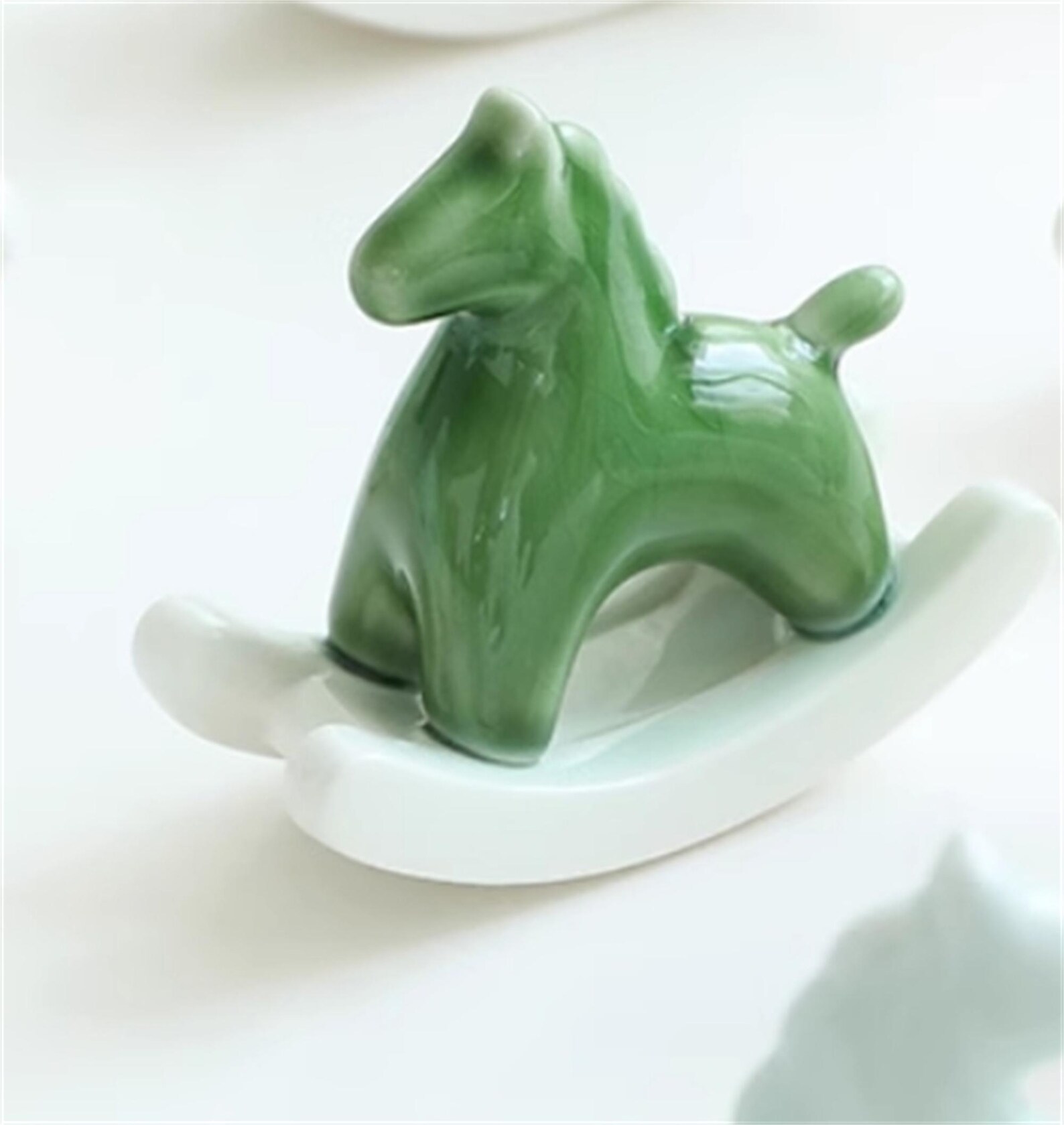 Green Ceramic Rocking Horse Desktop Decoration Ornament - Etsy