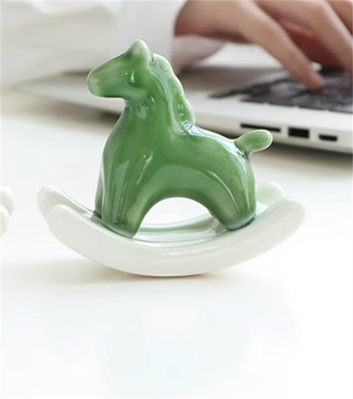 Green Ceramic Rocking Horse Desktop Decoration Ornament - Etsy