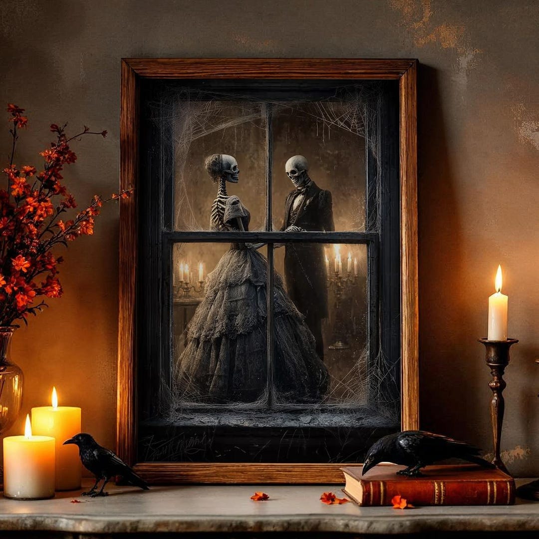 Gothic Victorian Skeleton Dance Poster, Dark Romance Wall Art Print ...