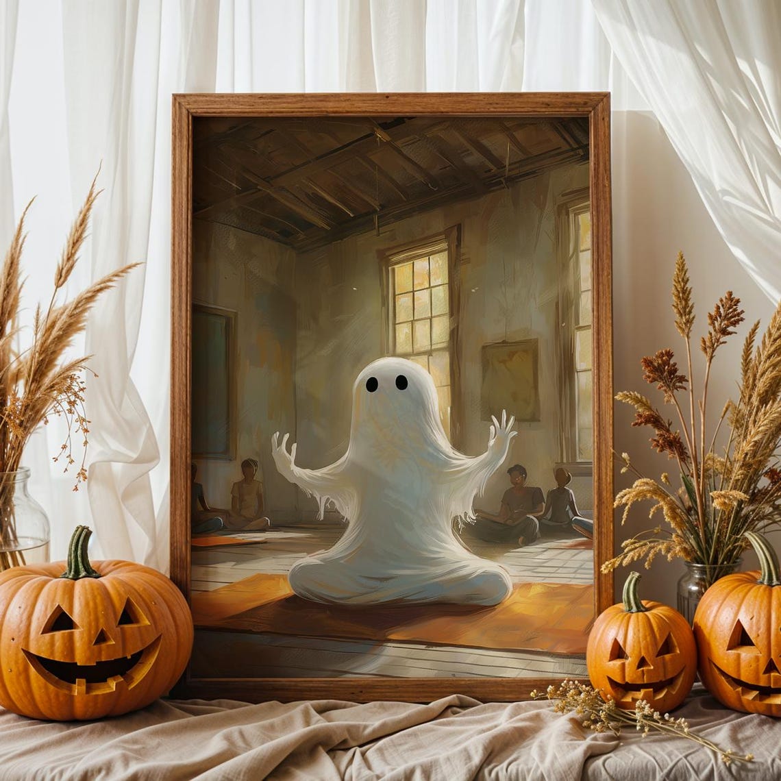 Ghost Yoga Art Print – Funny Spooky Poster of a Ghost Doing Yoga ...