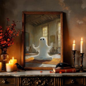 Ghost Yoga Art Print – Funny Spooky Poster of a Ghost Doing Yoga ...