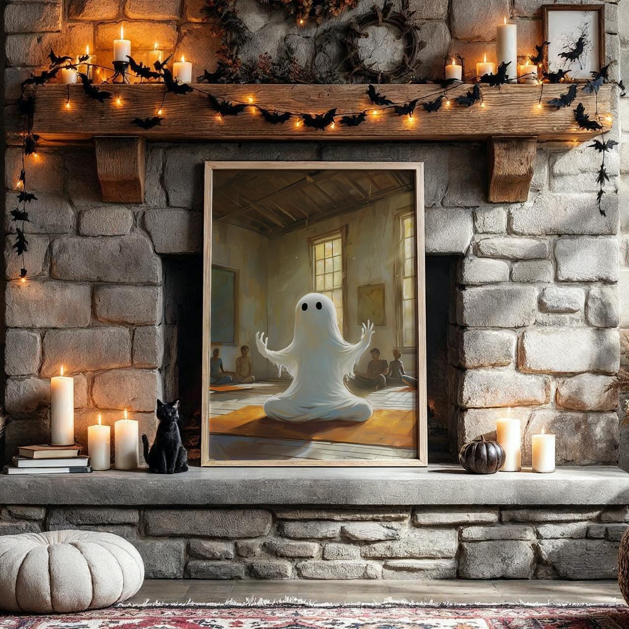 Ghost Yoga Art Print – Funny Spooky Poster of a Ghost Doing Yoga ...