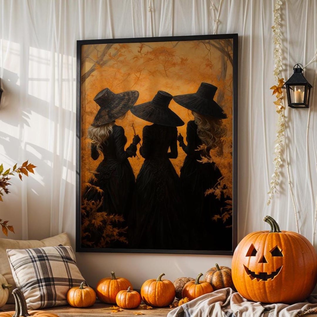 Three Witches Gothic Art Print – Spooky Poster of Young Witches - Etsy