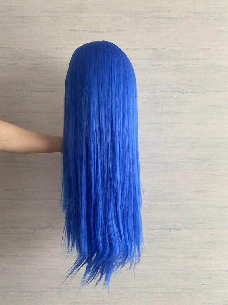 Light Blue Color Lace Front Synthetic Wig Good Quality Cosplay Wig ...