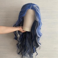 Long Straight Blue Ombre Lace Front Wig,heat Resistant Synthetic Hair ...