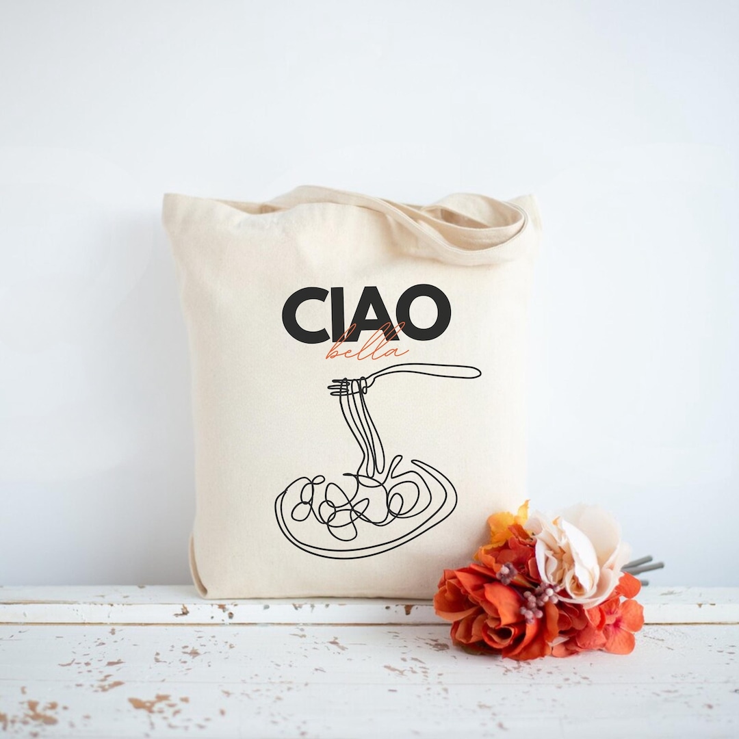 Ciao Bella Italian Tote Bag, Modern Art Cotton Canvas Tote Bag Italian ...