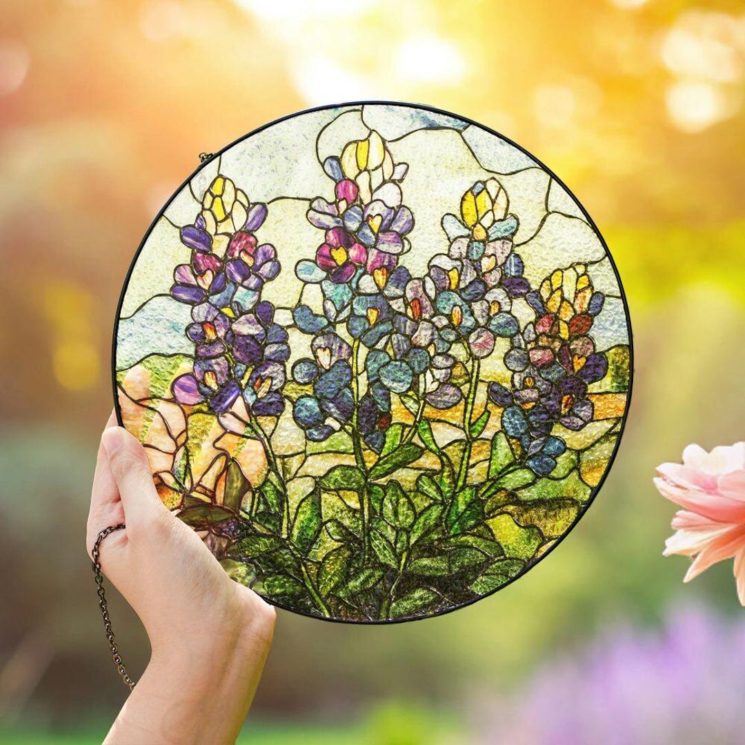 Bluebonnet Stained Glass Suncatcher Hanging, Bluebonnet Sun Catcher ...