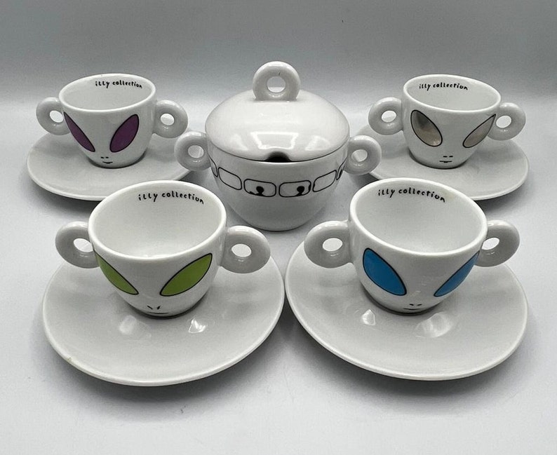 Set 4 Signed ILLY Art Collection Espresso Cup Set With Sugar - Etsy