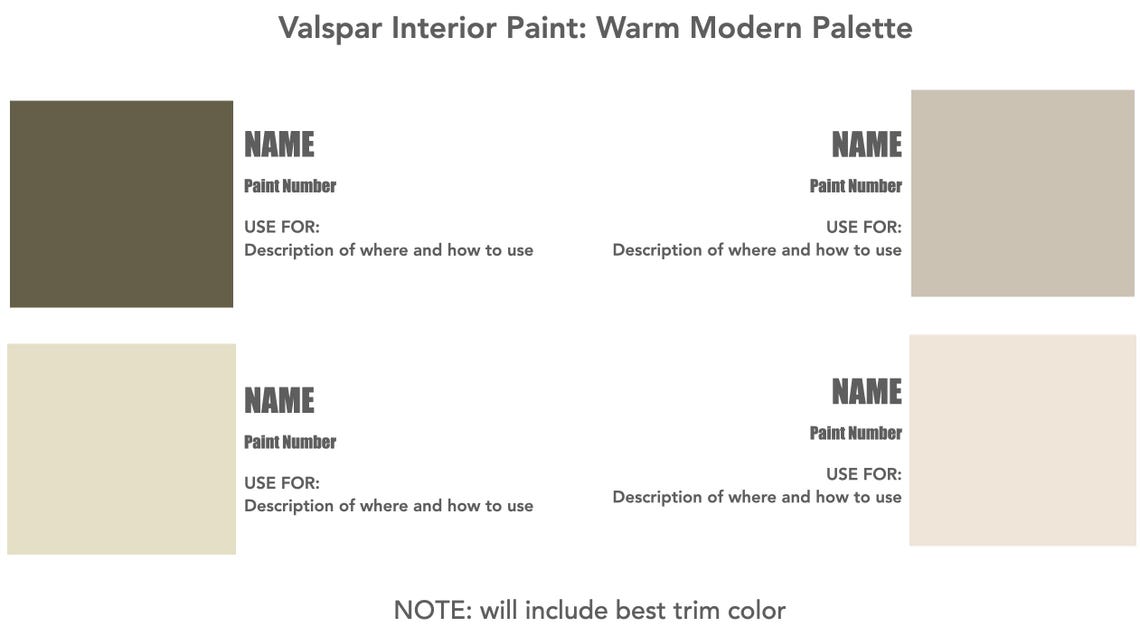 Interior Paint-valspar-warm Modern Color Palette - Etsy