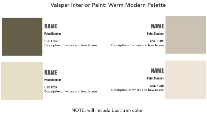 Interior Paint-valspar-warm Modern Color Palette - Etsy