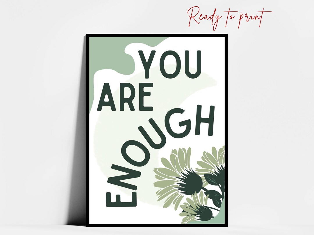 You Are Enough Poster, Calming Corner Growth Mindset, Mental Health ...