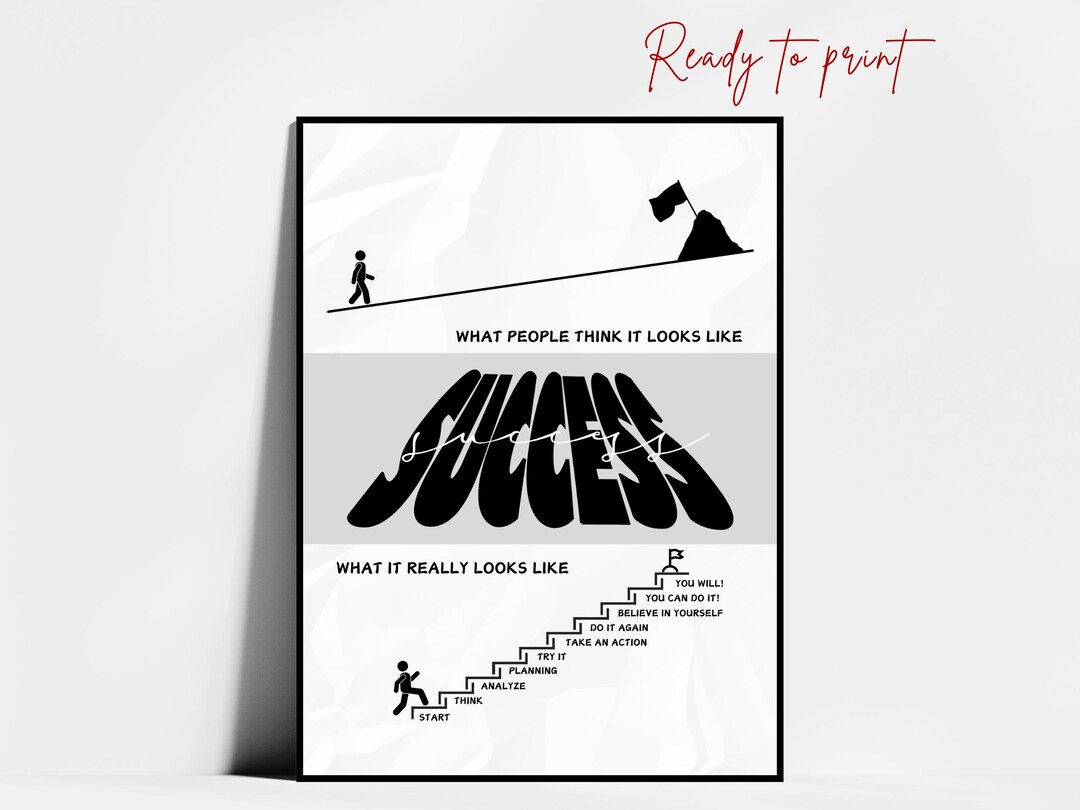 Motivational Posters Ladder Success Wall Art Prints Inspirational Wall ...