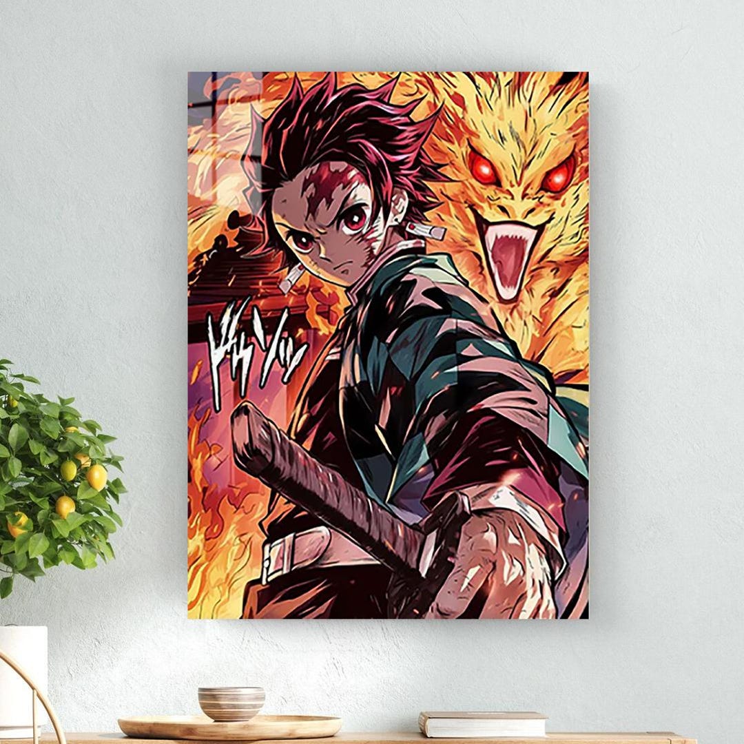 Tanjiro Flame Dragon Spirit Anime Metal Wall Art: Japanese Poster, Fan ...