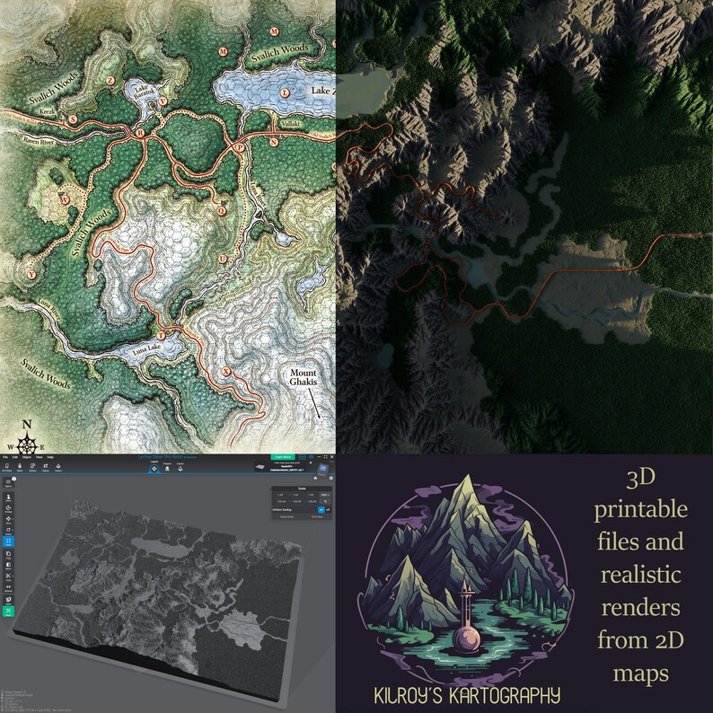 Custom 3D Printable Fantasy Multi-biome Region/world Map for D&D ...