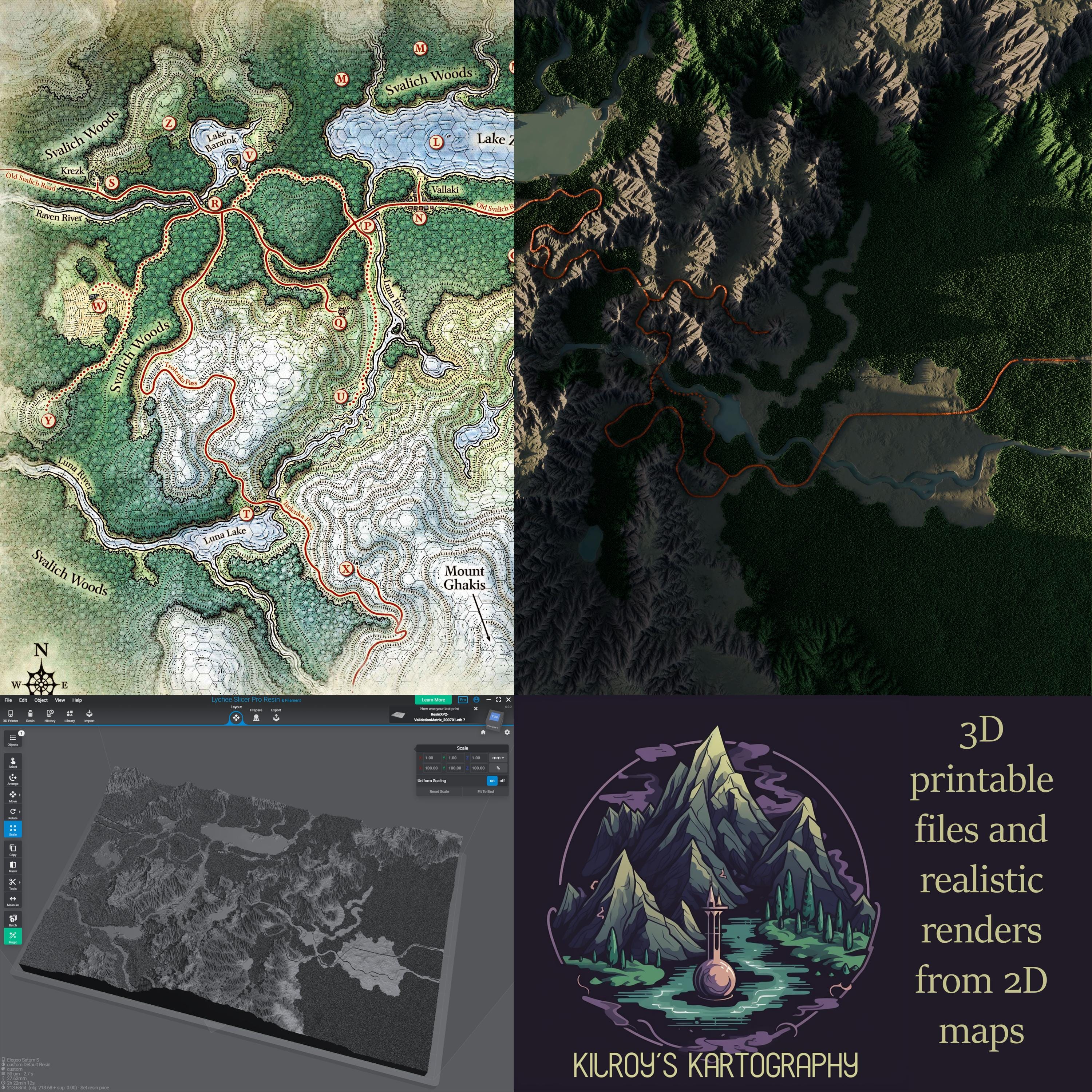 Custom 3D Printable Fantasy Detailed Region/world Map for D&D Campaigns ...
