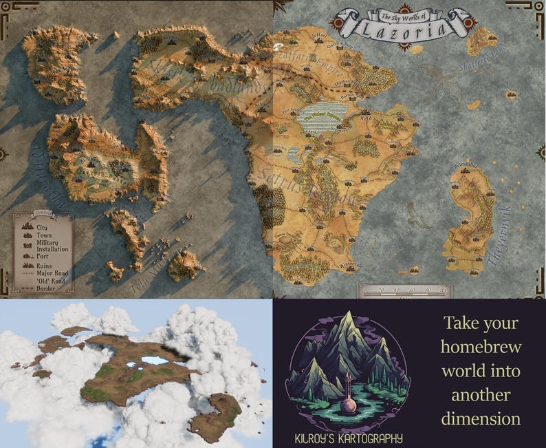 Custom 3D Printable Fantasy Multi-biome Region/world Map for D&D ...