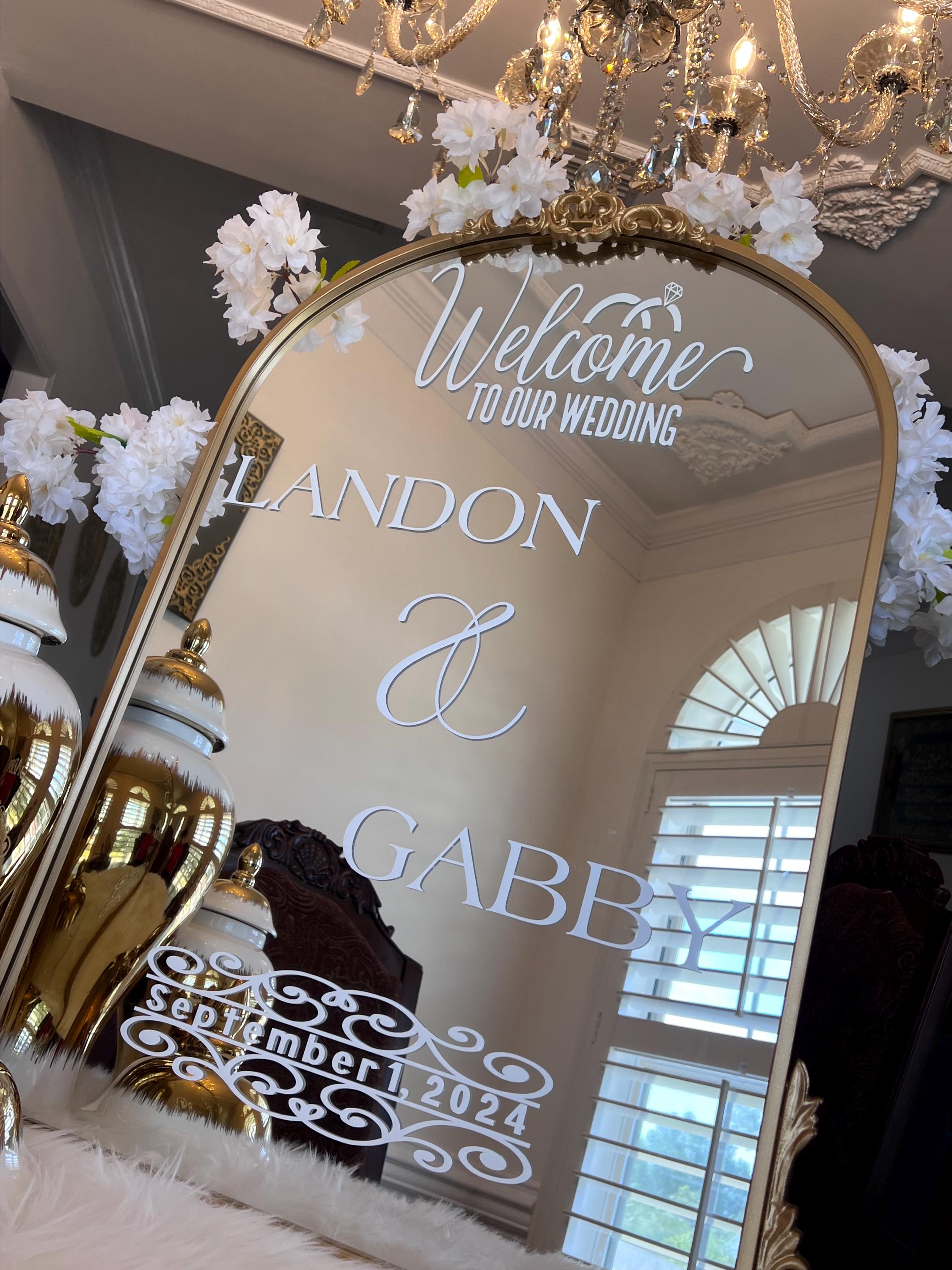 Elegant Wedding Welcome, Large Gold Mirror Arch, Customizable Trendy ...