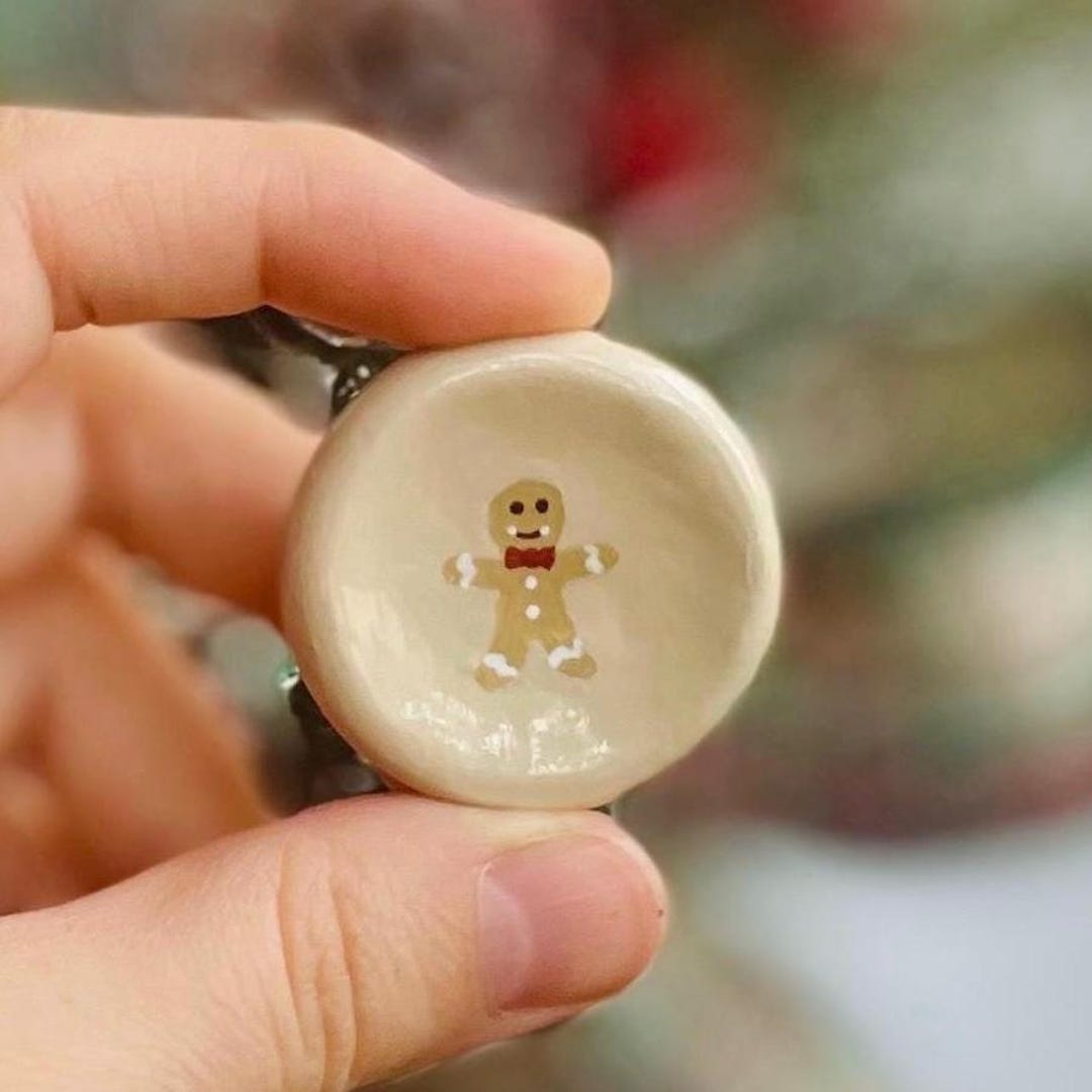 Gingerbread Man Worry Stone | Handmade Clay Pocket Stone | Anxiety ...